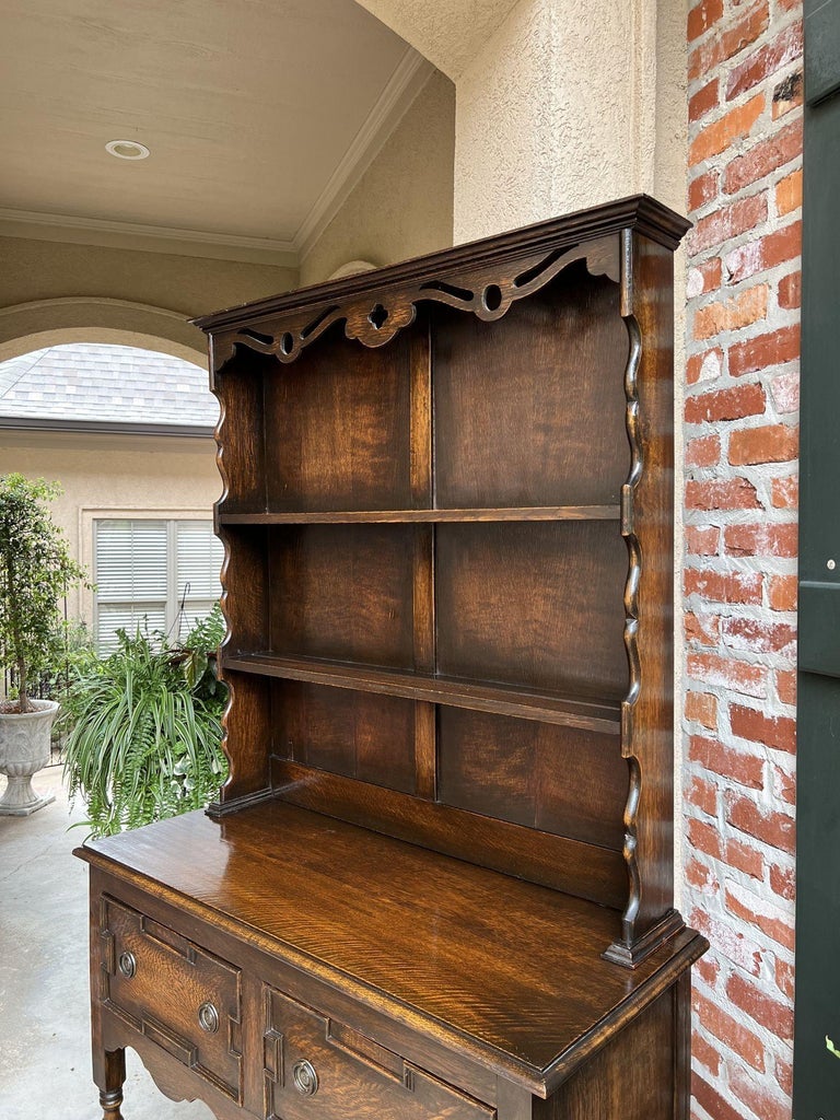 Antique English Oak Welsh Dresser Petite Sideboard Hutch Jacobean ...