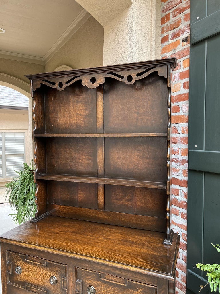 Antique English Oak Welsh Dresser Petite Sideboard Hutch Jacobean ...