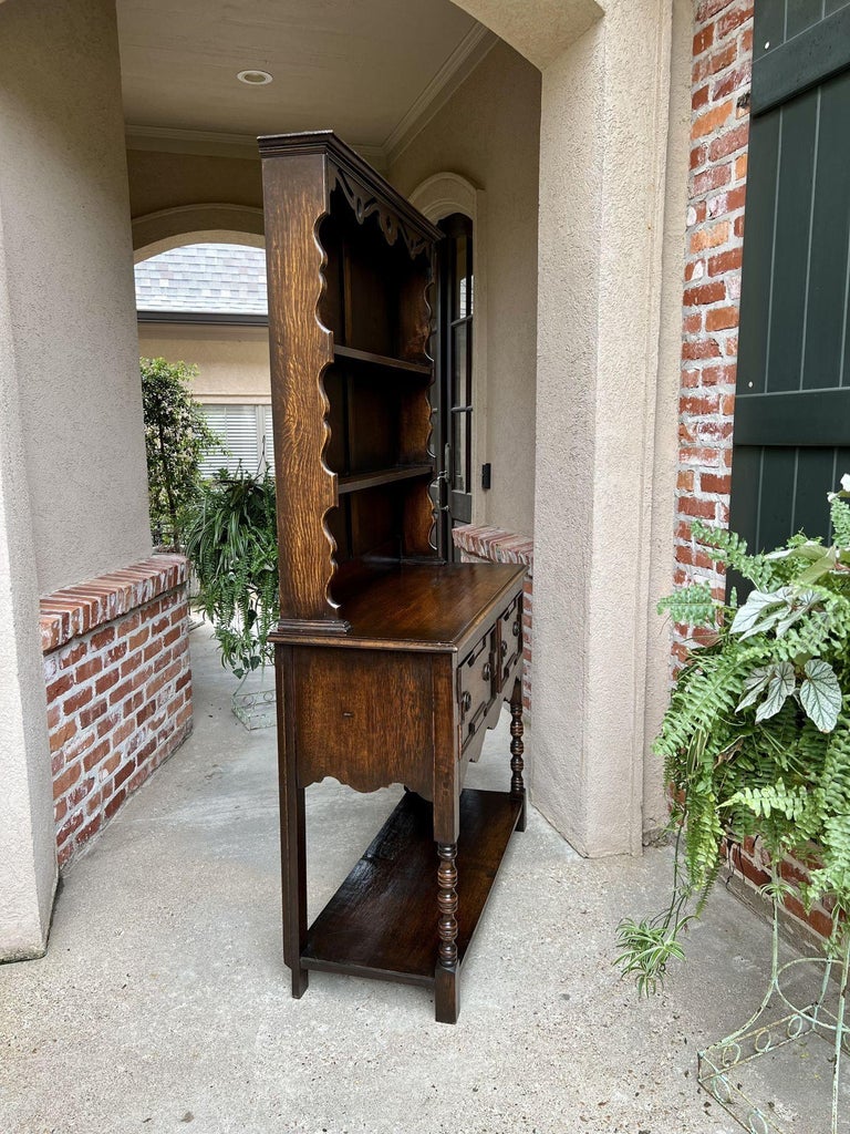 Antique English Oak Welsh Dresser Petite Sideboard Hutch Jacobean ...