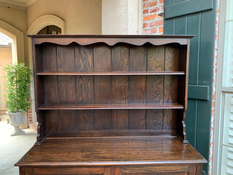 Antique English Oak Welsh Dresser Sideboard Buffet Jacobean Hutch 20th ...