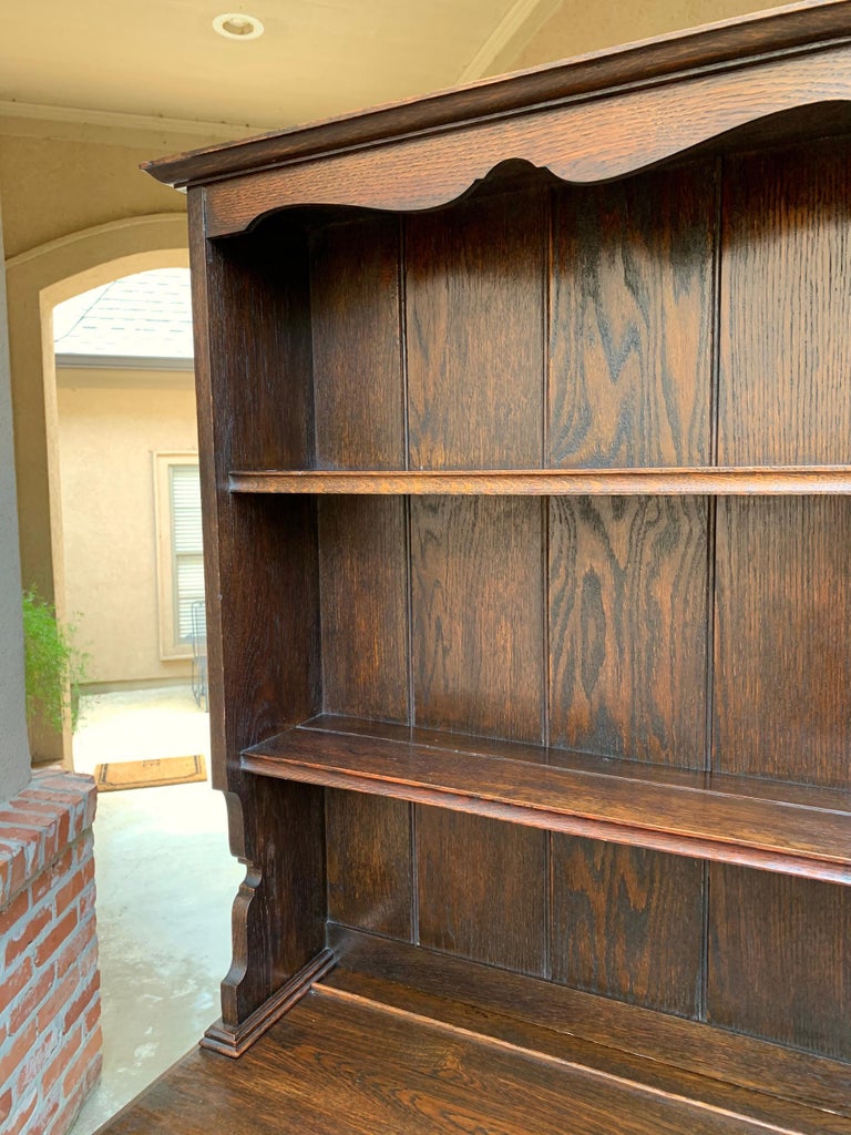 Antique English Oak Welsh Dresser Sideboard Buffet Jacobean Hutch 20th ...