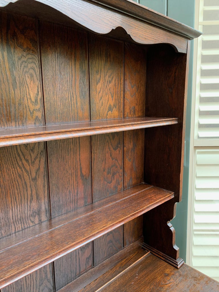 Antique English Oak Welsh Dresser Sideboard Buffet Jacobean Hutch 20th ...