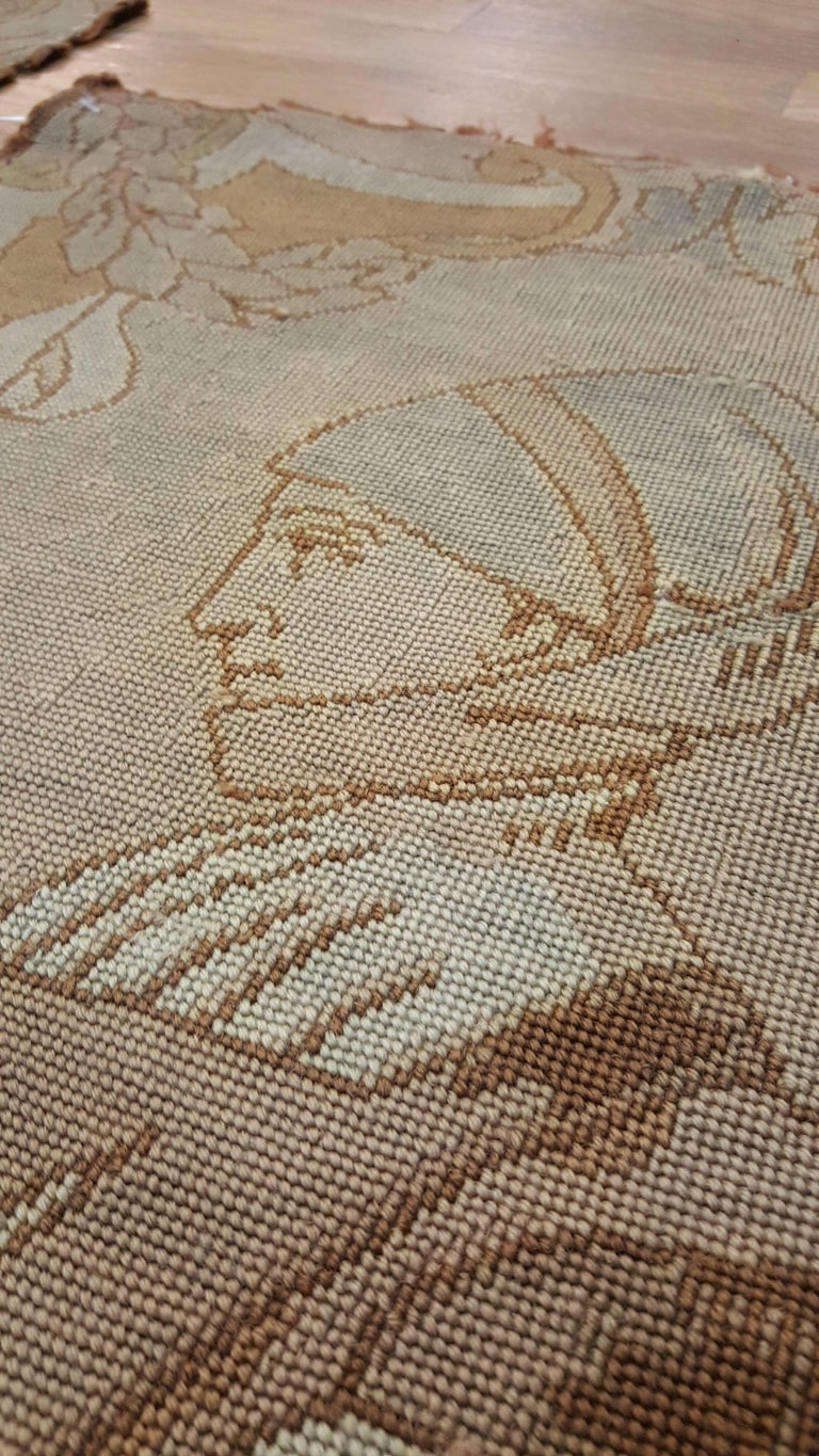 Antique English Panel Tapestry, Gold, Ivory, Rust For Sale at 1stDibs