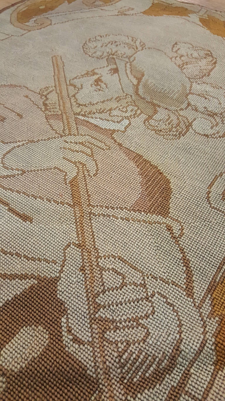 Antique English Panel Tapestry, Gold, Ivory, Rust For Sale at 1stDibs