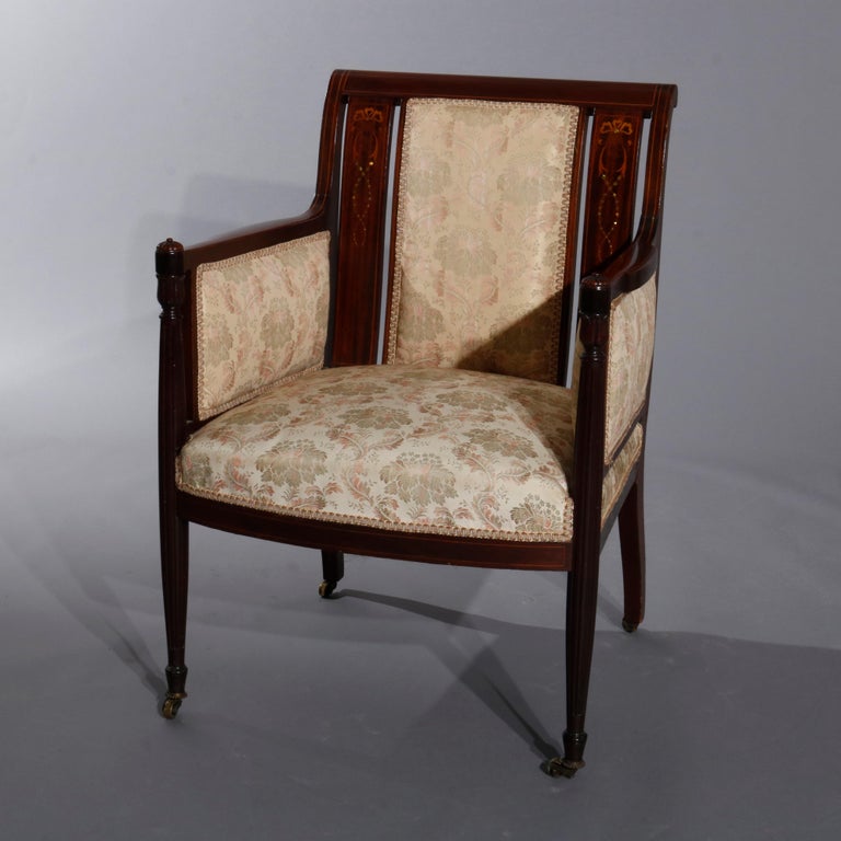 Antique English Piece Mahogany Marquetry Satinwood Inlaid Parlor Set ...