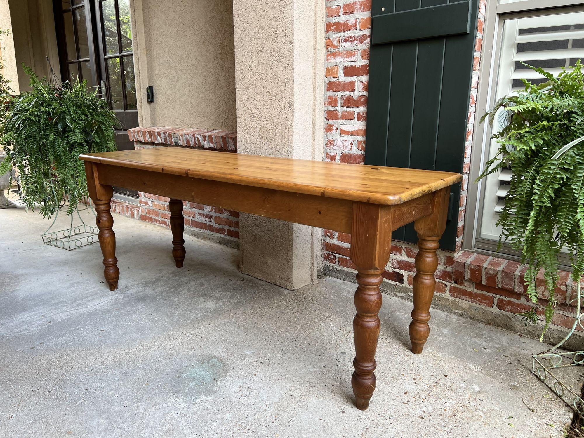 Antique English Pine Farm Table Kitchen Island Console Sofa Table ...