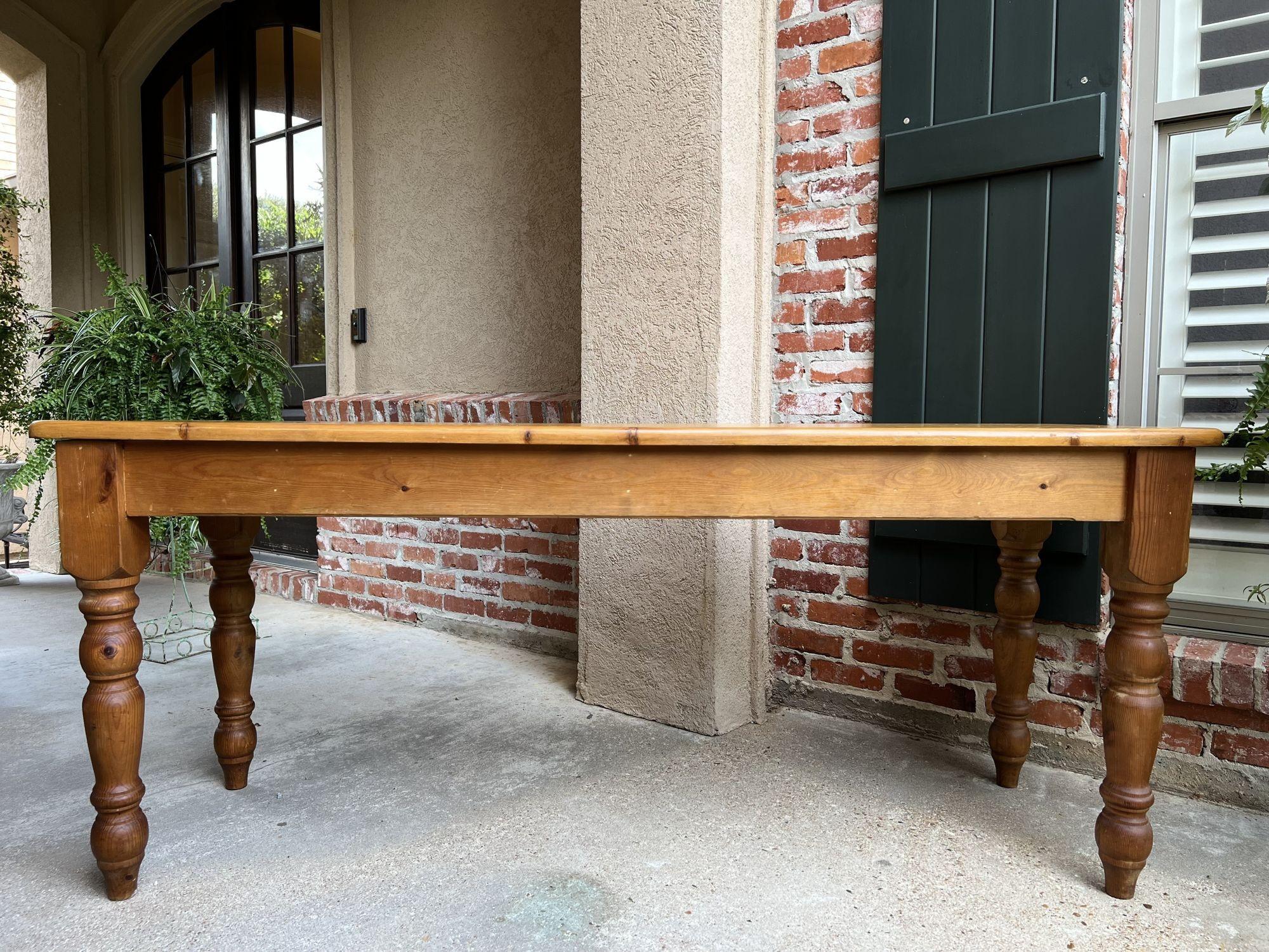 Antique English Pine Farm Table Kitchen Island Console Sofa Table ...