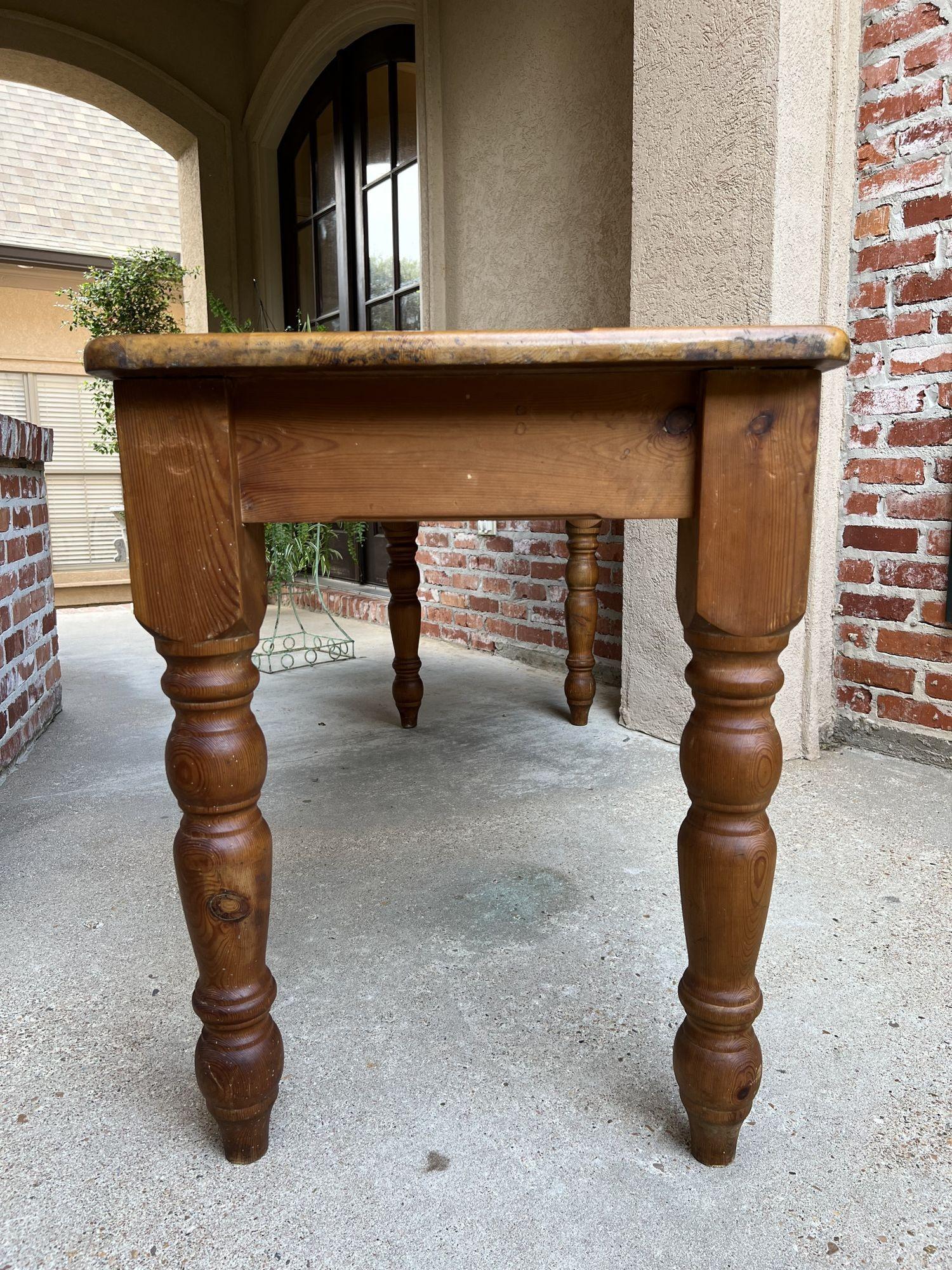 Antique English Pine Farm Table Kitchen Island Console Sofa Table ...