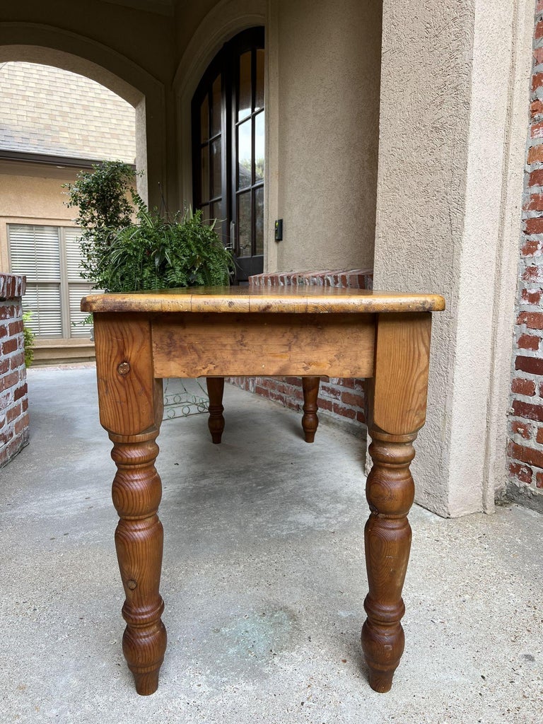Antique English Pine Farm Table Kitchen Island Console Sofa Table ...