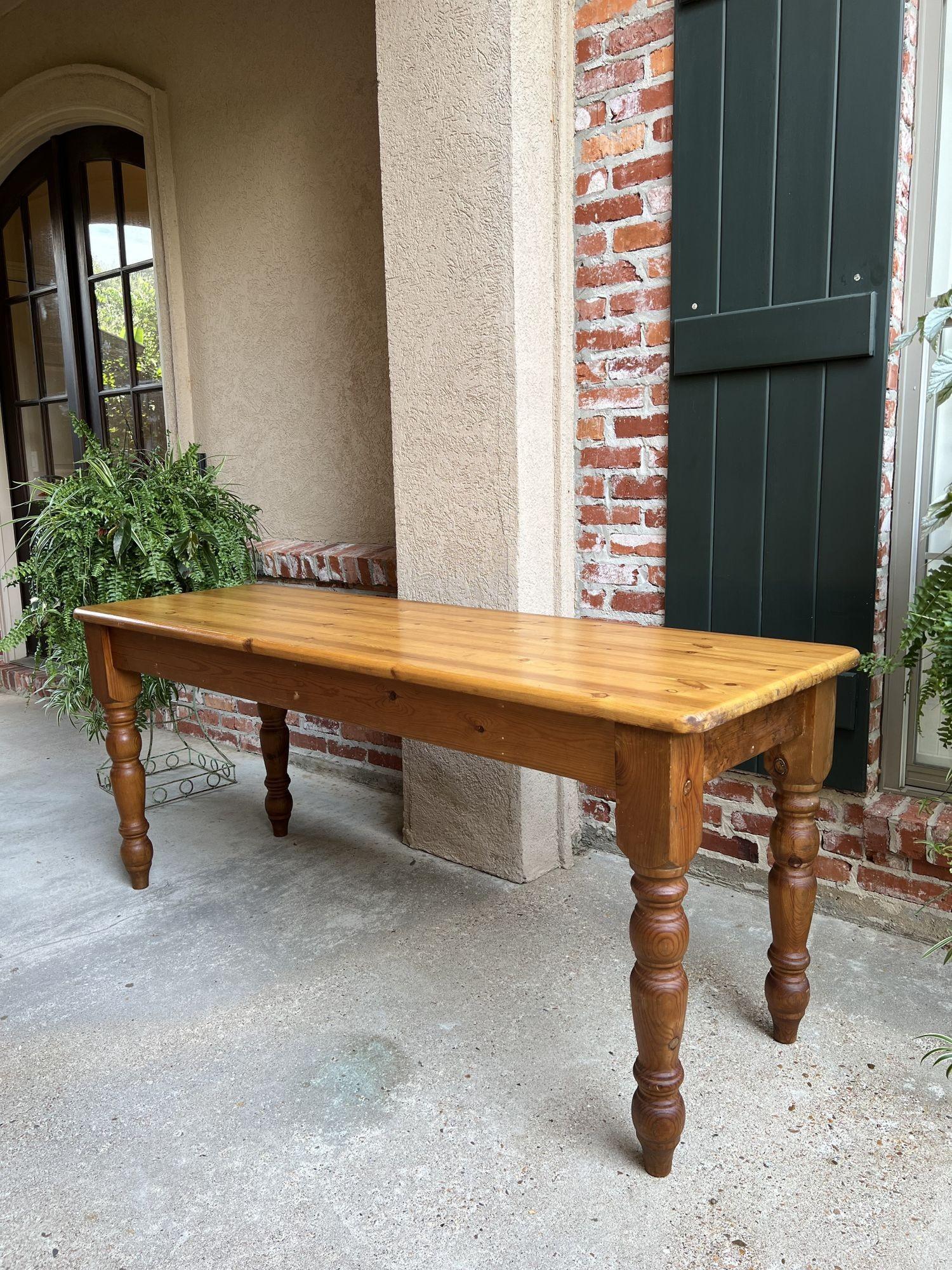 Antique English Pine Farm Table Kitchen Island Console Sofa Table ...