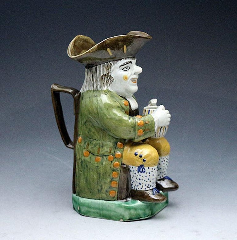Antique English Prattware Pottery Toby Jug, Early 19th Century For Sale ...