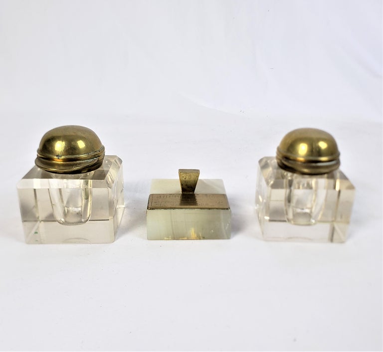 Antique English Presentation Inkwell and Desk Set with Horse Jockey ...