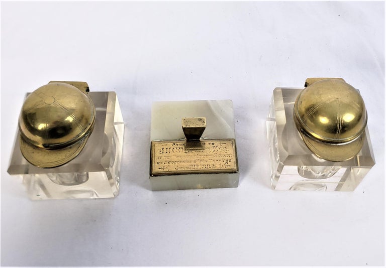 Antique English Presentation Inkwell and Desk Set with Horse Jockey ...