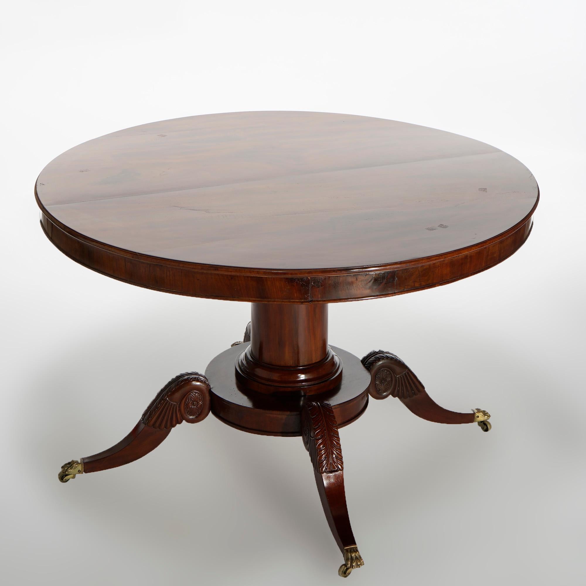 Antique English Regency Carved Mahogany Pedestal Breakfast Table, circa ...