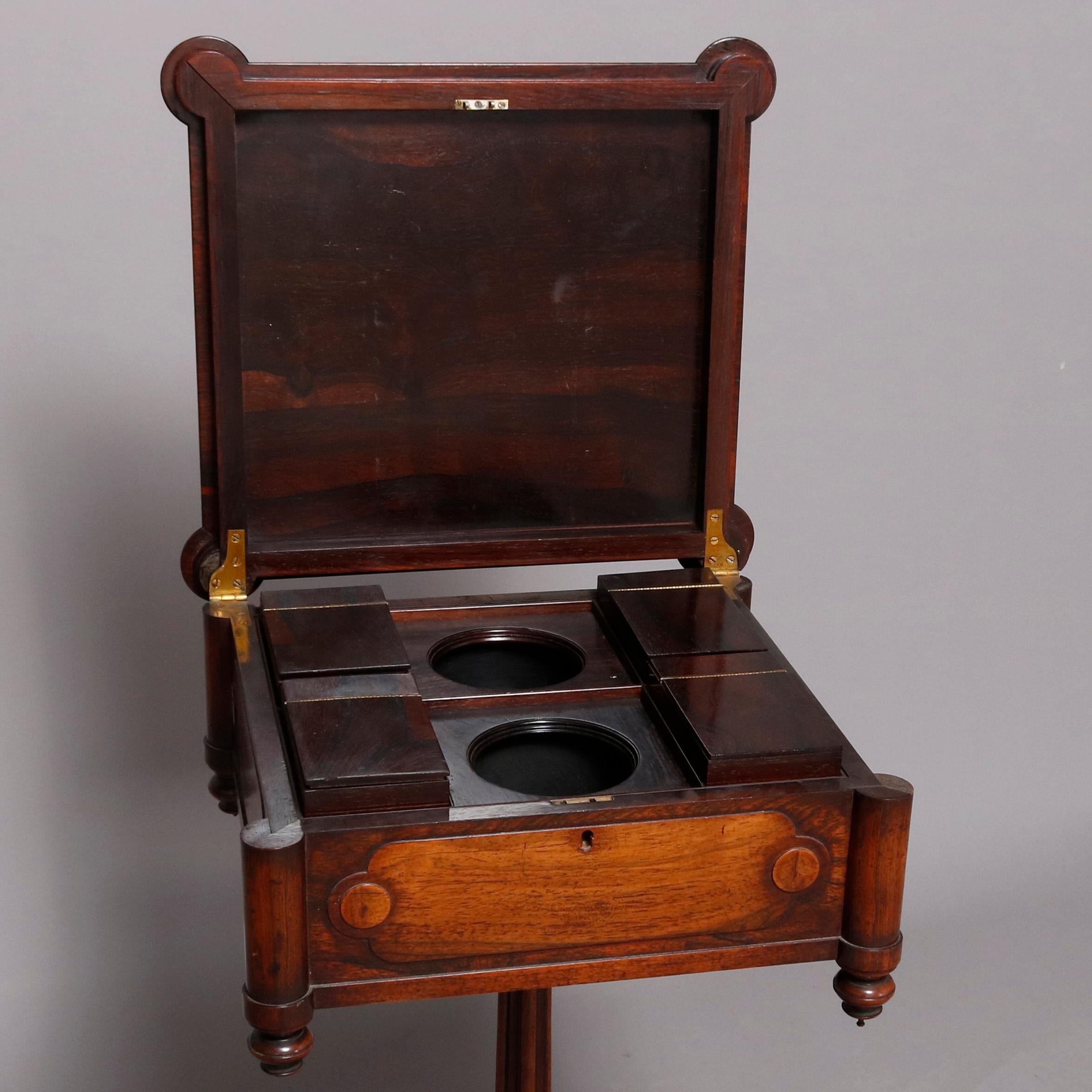 Antique English Regency Carved Rosewood Teapoy, 19th Century at 1stDibs