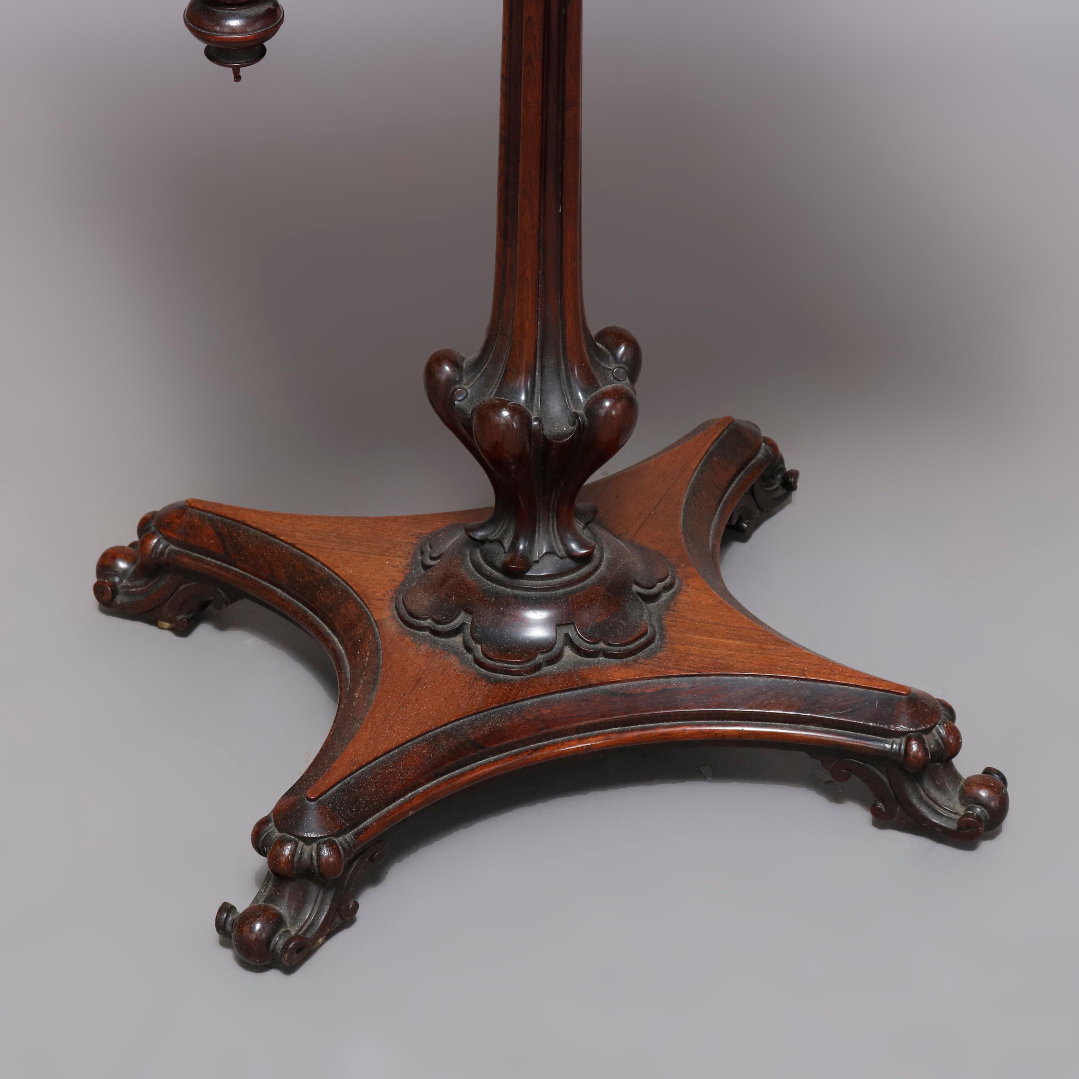 Antique English Regency Carved Rosewood Teapoy, 19th Century at 1stDibs