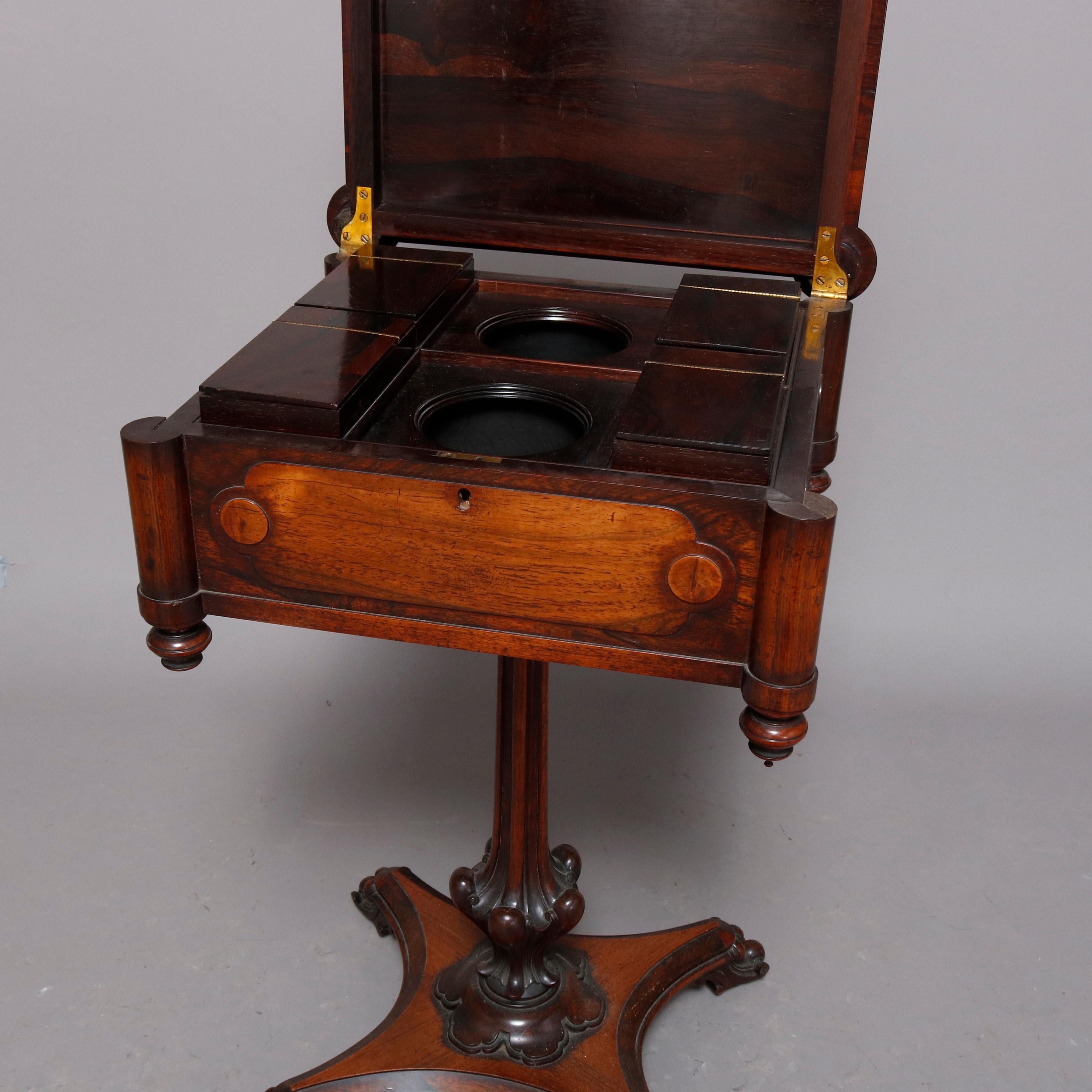 Antique English Regency Carved Rosewood Teapoy, 19th Century at 1stDibs