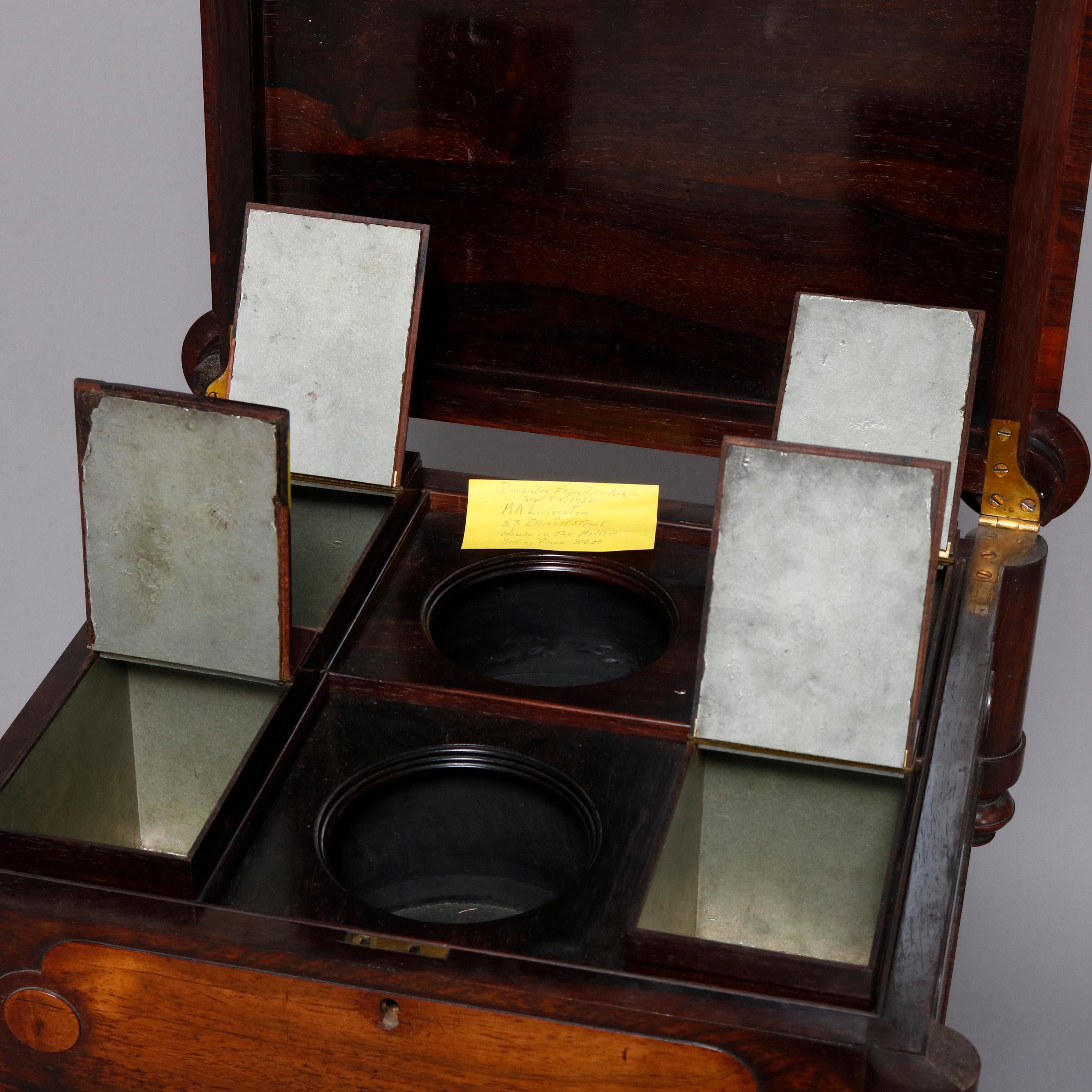 Antique English Regency Carved Rosewood Teapoy, 19th Century at 1stDibs