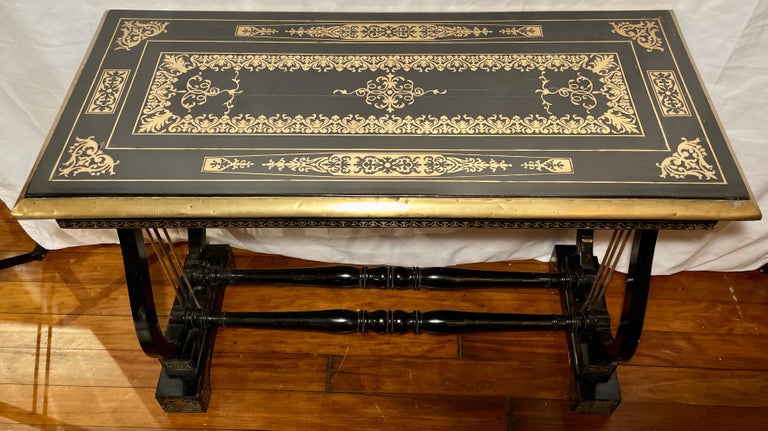 Antique English Regency Inlaid Ebonized Wood Table, Circa 1890 For Sale ...