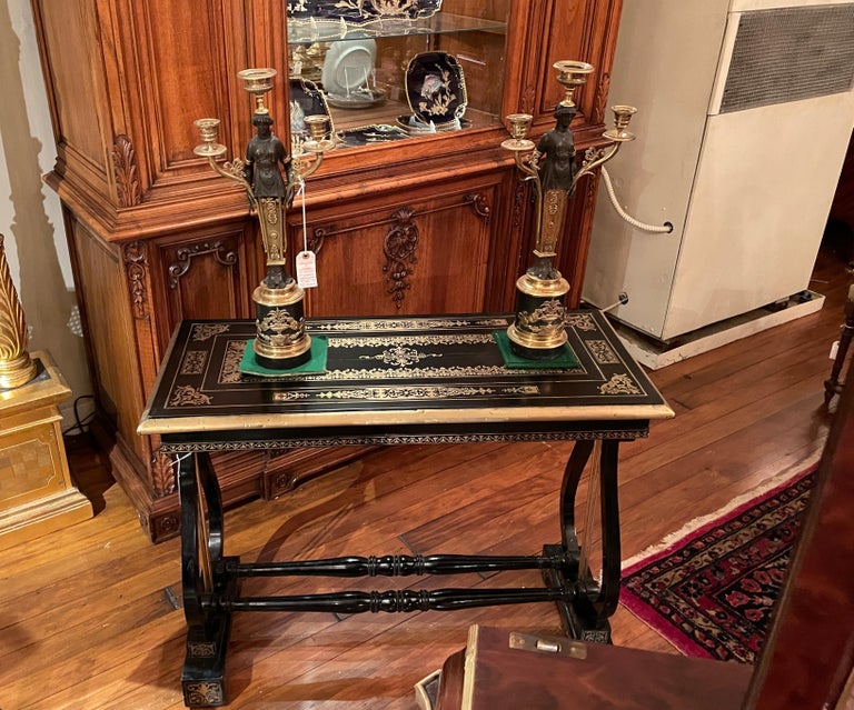 Antique English Regency Inlaid Ebonized Wood Table, Circa 1890 For Sale ...