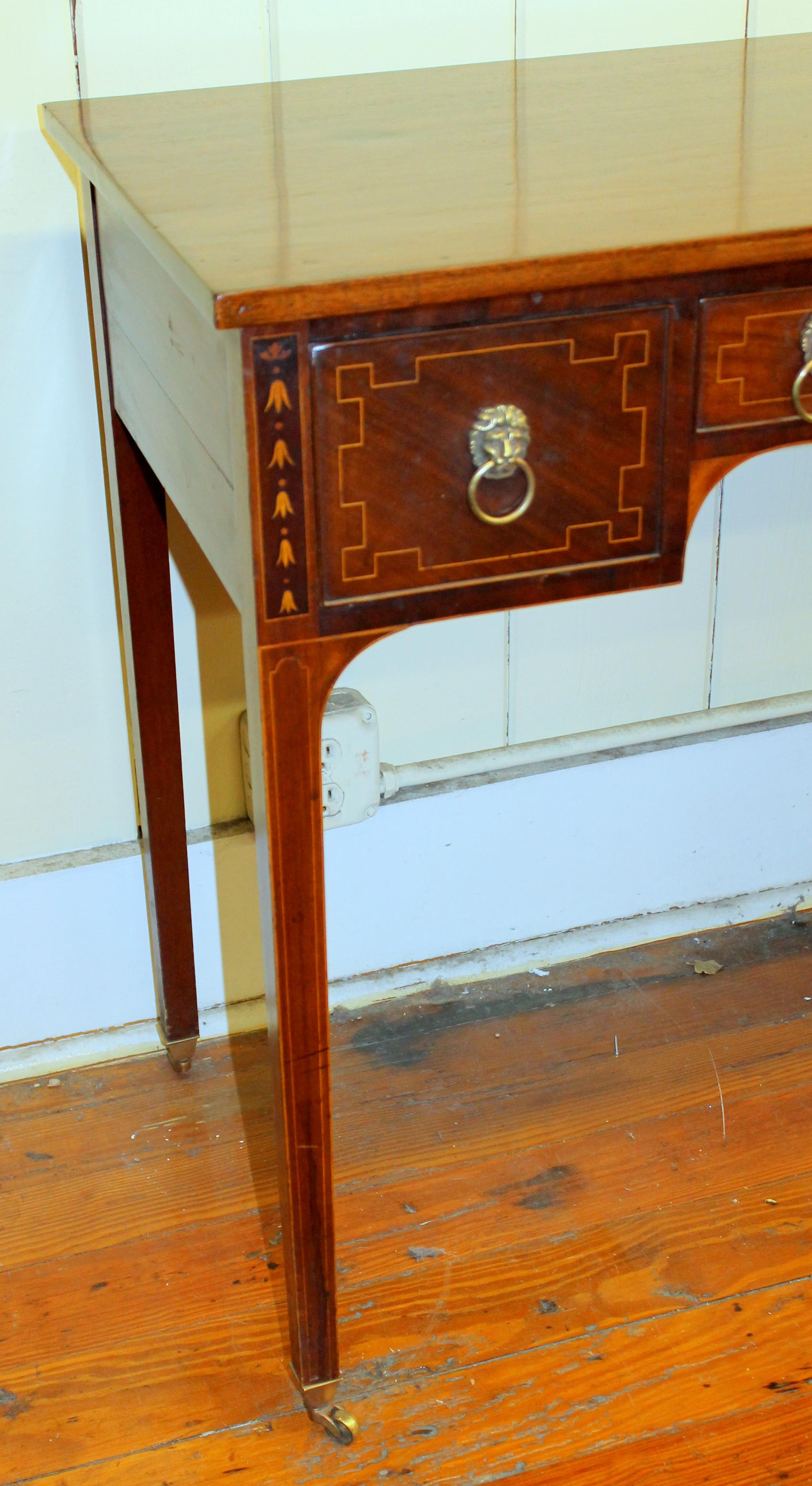 Antique English Regency Inlaid Mahogany Small Server or Writing Table ...