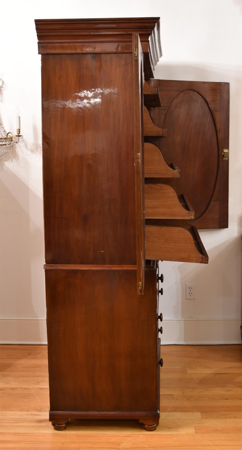 Antique English Regency Linen Press in Mahogany with Interior and ...