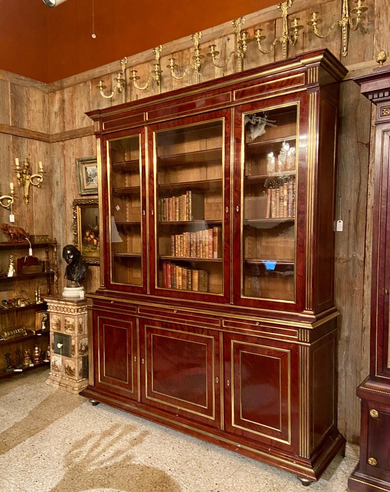 Antique English Regency Mahogany Breakfront with Gold Bronze Trim ...