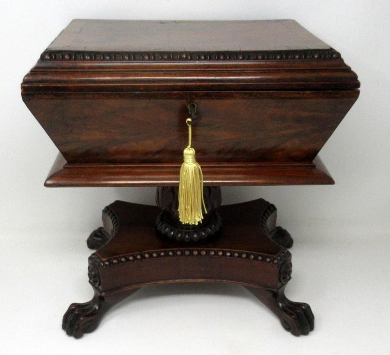 Antique English Regency Mahogany Ladies Jewlery Casket Box Paw Feet ...