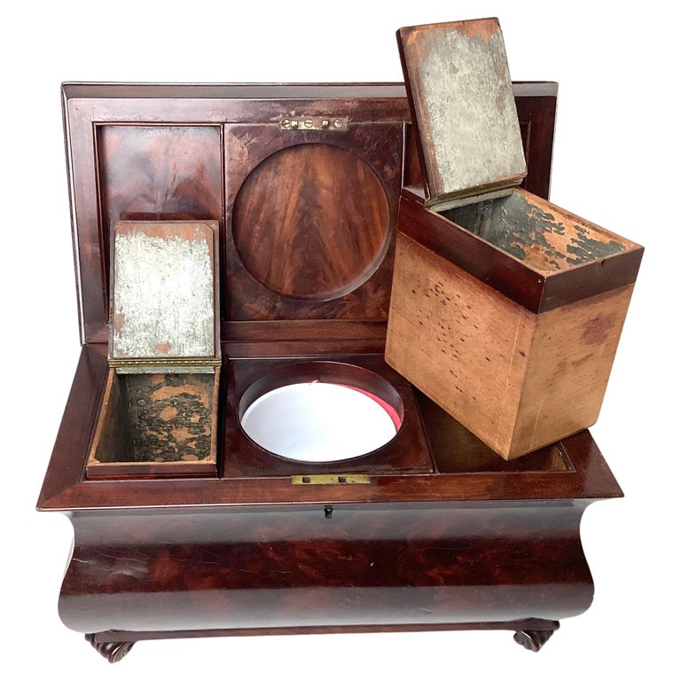 Antique English Regency Mahogany Tea Caddy For Sale at 1stDibs