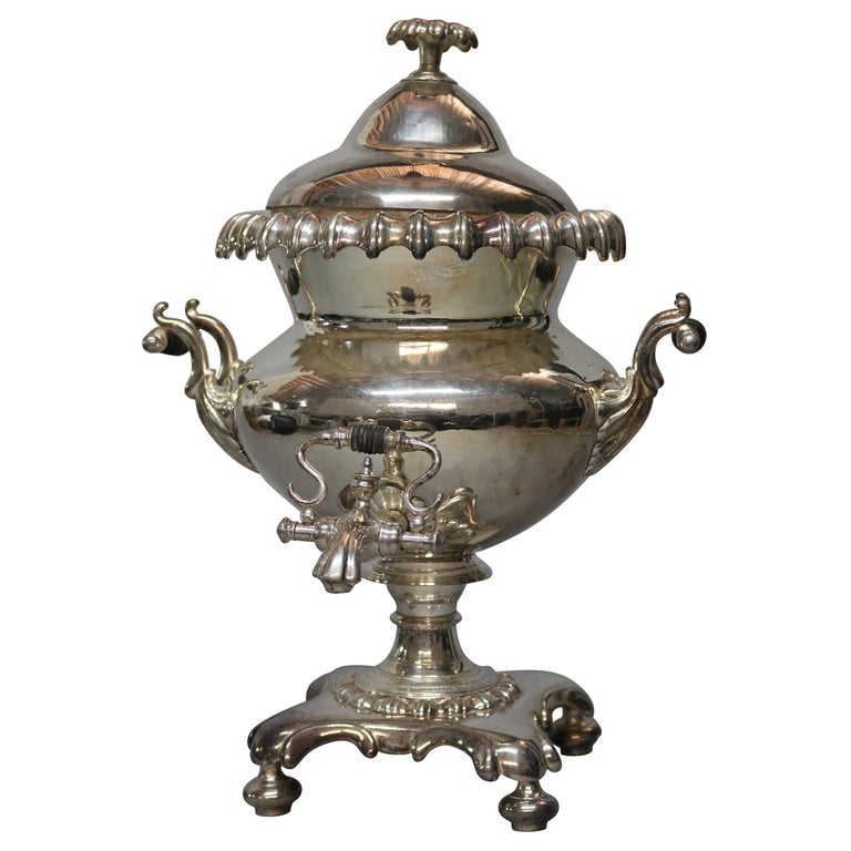 Antique English Regency Pedestal Silver Plate Samovar, Tea Urn, circa ...