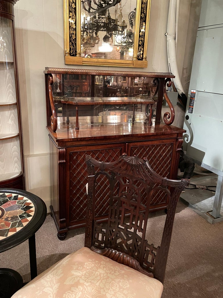 Antique English Regency Rosewood Cabinet with Mirror and Galleried Top ...