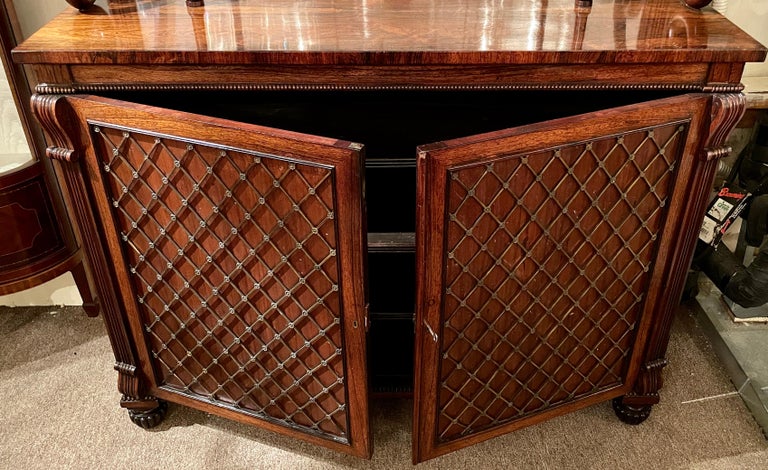 Antique English Regency Rosewood Cabinet with Mirror and Galleried Top ...