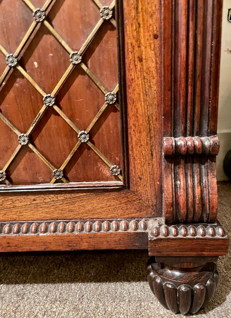 Antique English Regency Rosewood Cabinet with Mirror and Galleried Top ...