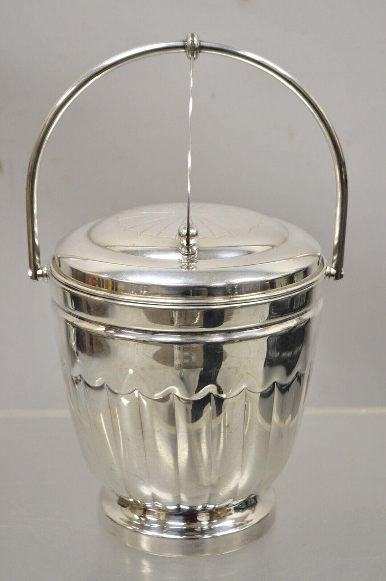 Antique English Regency Silver Plate Ice Bucket w/ Reticulating Hinge ...