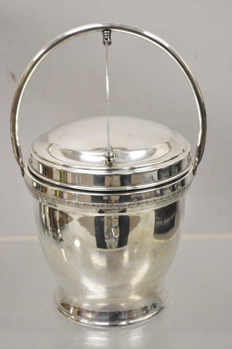 Antique English Regency Silver Plated Ice Bucket Reticulating Hinge Lid ...