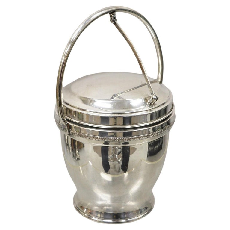 Antique English Regency Silver Plated Ice Bucket Reticulating Hinge Lid ...
