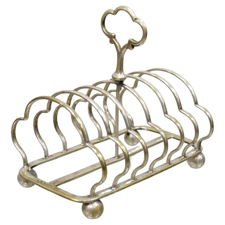Antique English Regency Silver Plated Toast Rack Letter Holder Ball ...