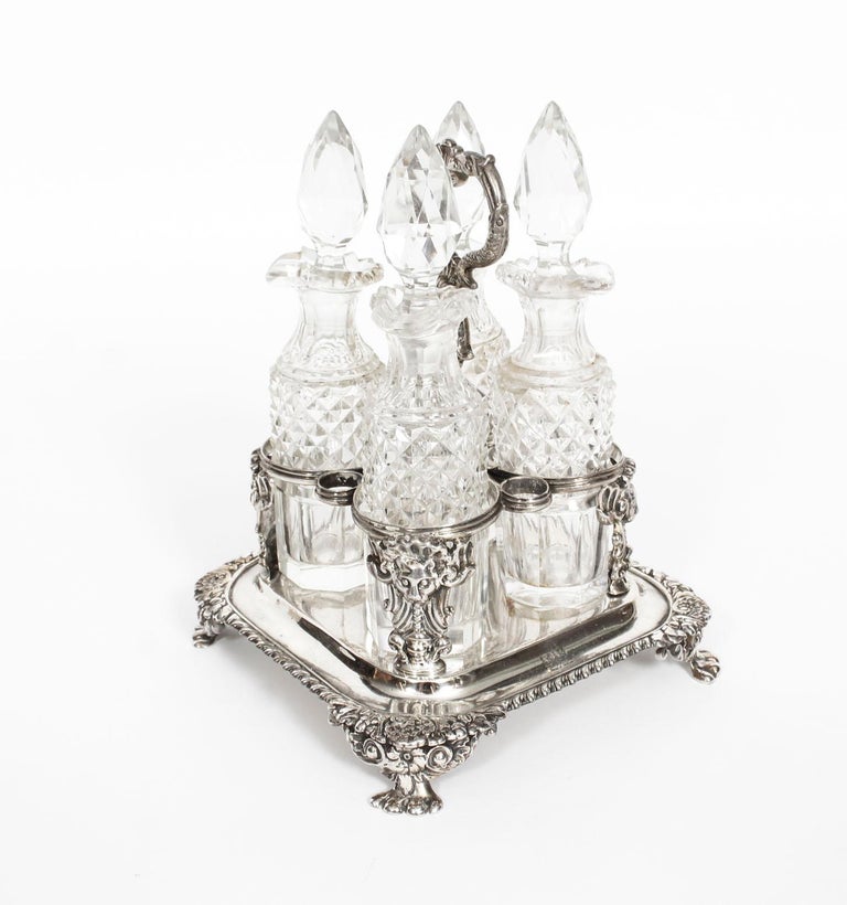 English Regency Sterling Silver Four Bottle Cruet Paul Storr 1820, 19th ...