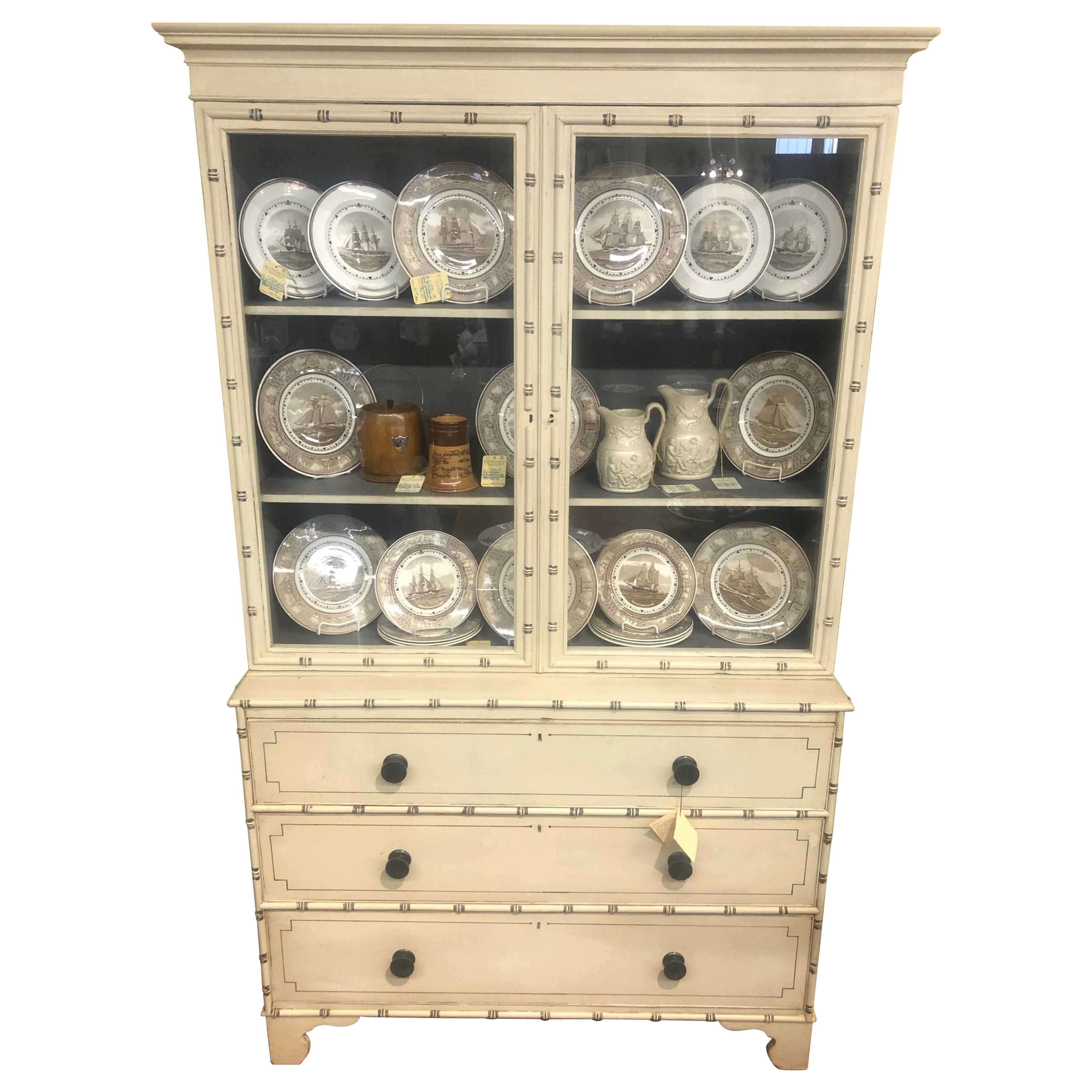 Antique English "Anglo-Japan" Victorian Hand Painted Two-Door Cabinet ...