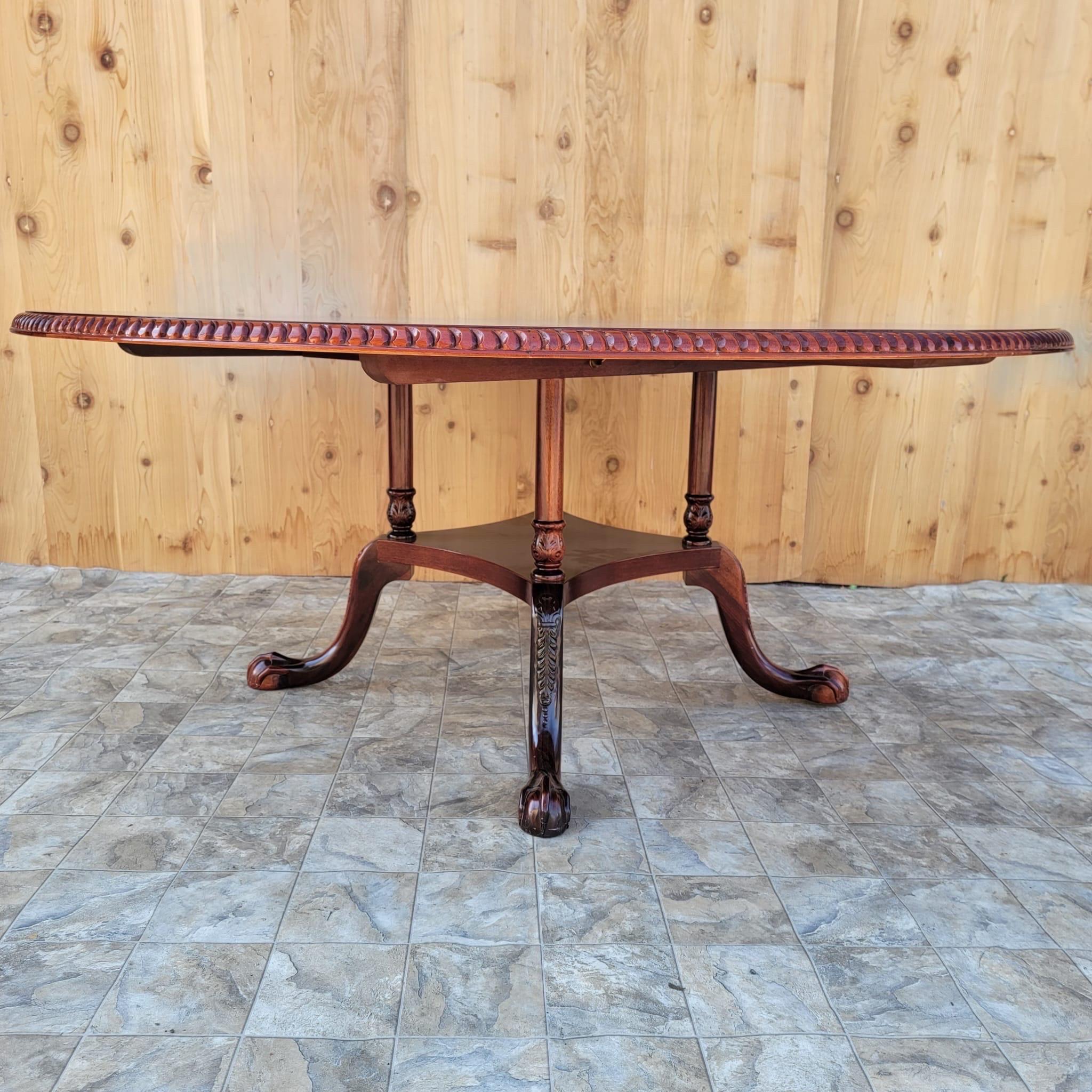 Antique English Regency Style Flame Mahogany Carved Pedestal Dining ...