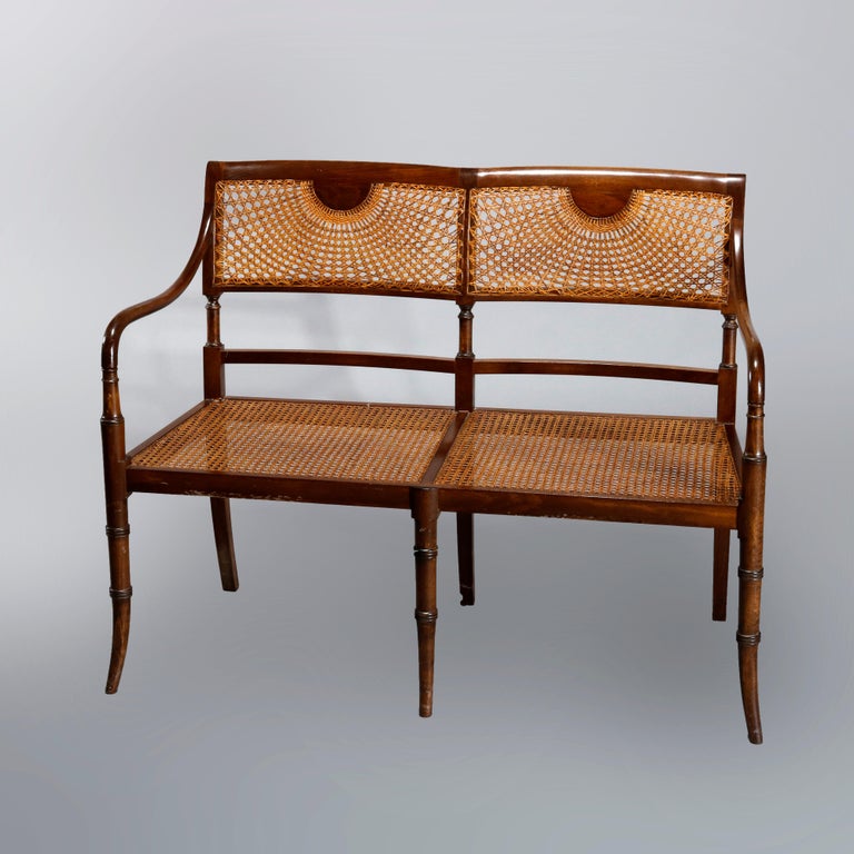Antique English Regency Style Mahogany and Pressed Cane Settee, C1930 ...