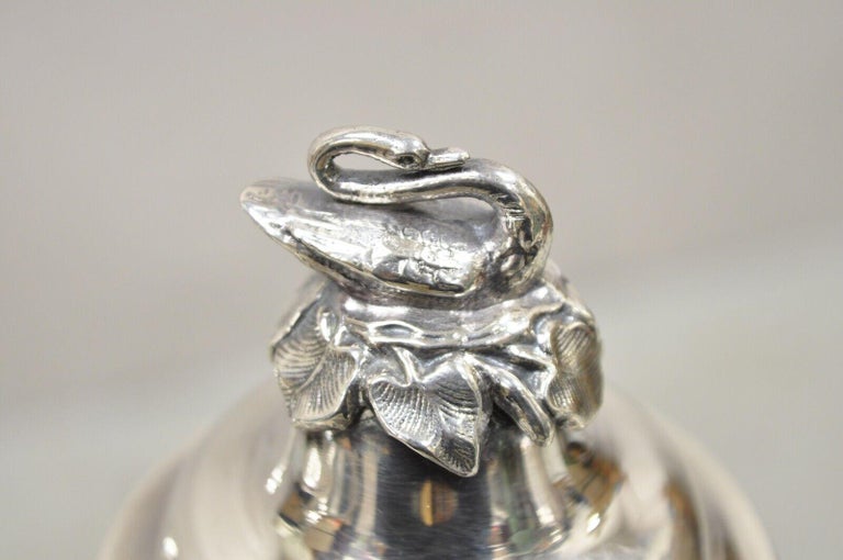 Antique English Regency Swan Finial Silver Plated Tea Pot Set, 3 Pc Set ...