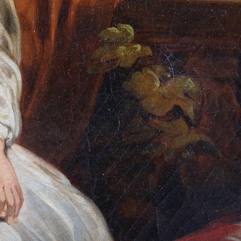 Antique English Romantic Oil on Canvas Portrait Painting of Maiden ...