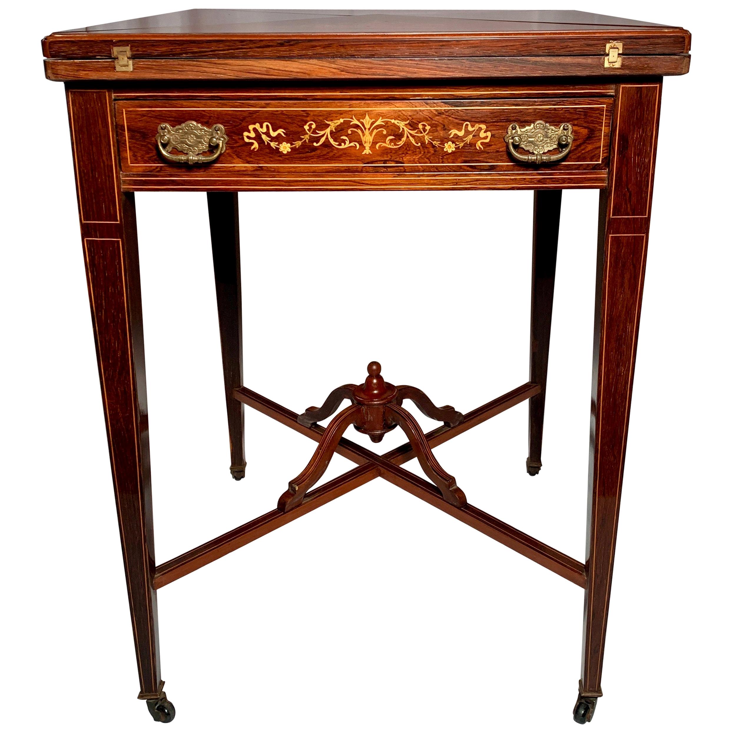Antique English Rosewood Handkerchief Table, circa 1880 at 1stDibs