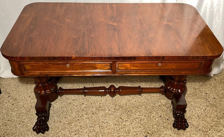 Antique English Rosewood Library Table, Circa 1860 For Sale at 1stDibs
