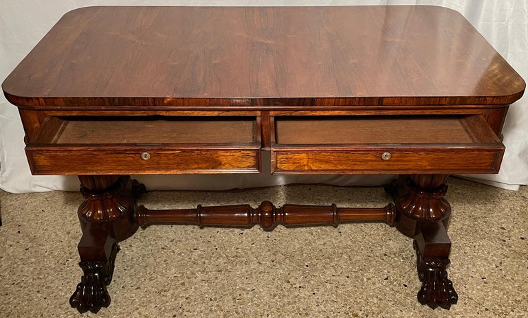 Antique English Rosewood Library Table, Circa 1860 For Sale at 1stDibs