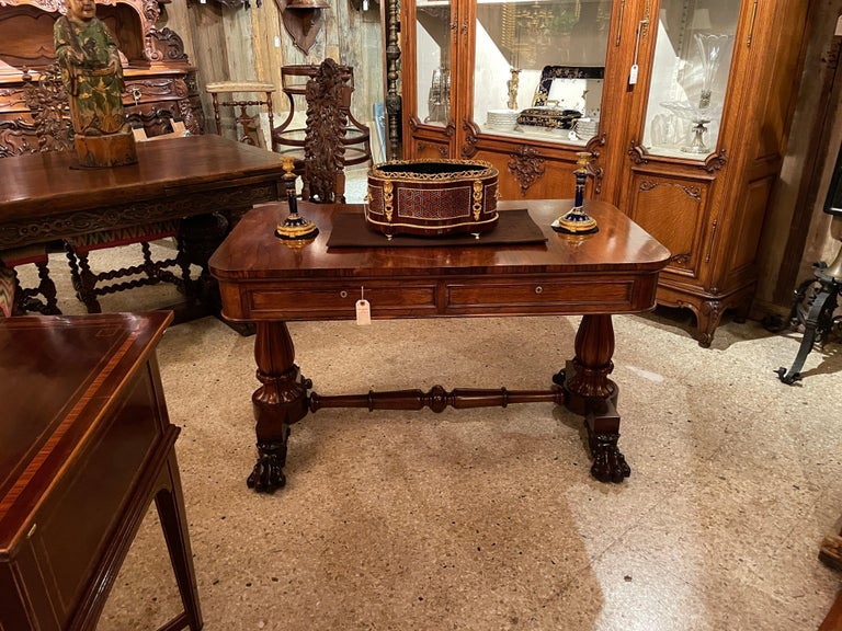Antique English Rosewood Library Table, Circa 1860 For Sale at 1stDibs