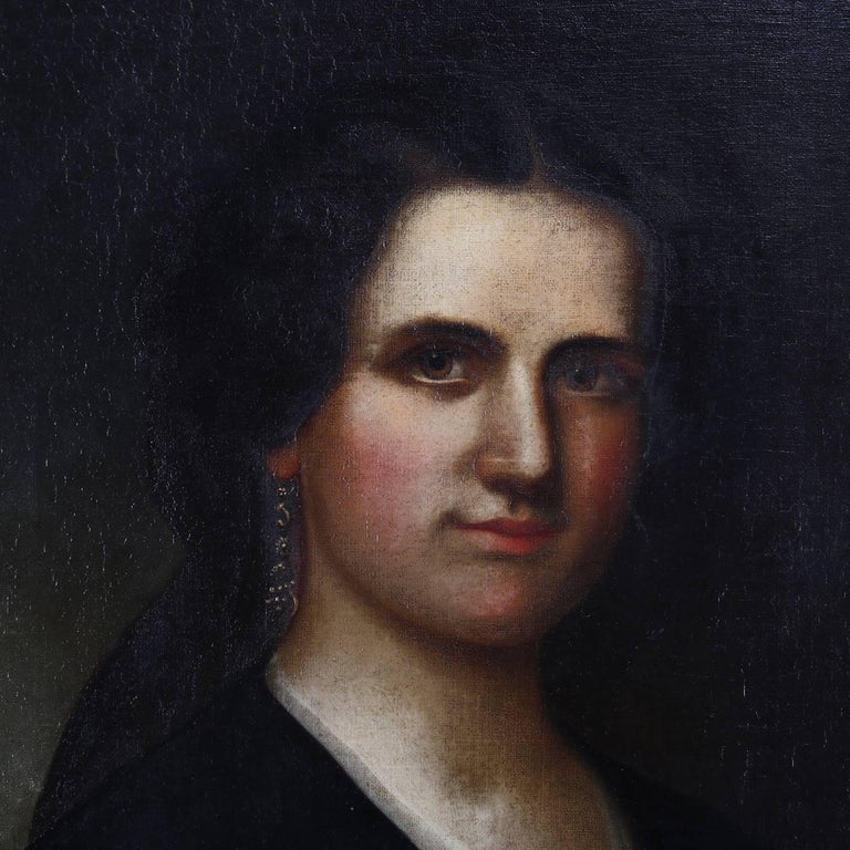 Antique English School Oil on Board Portrait Painting of European ...