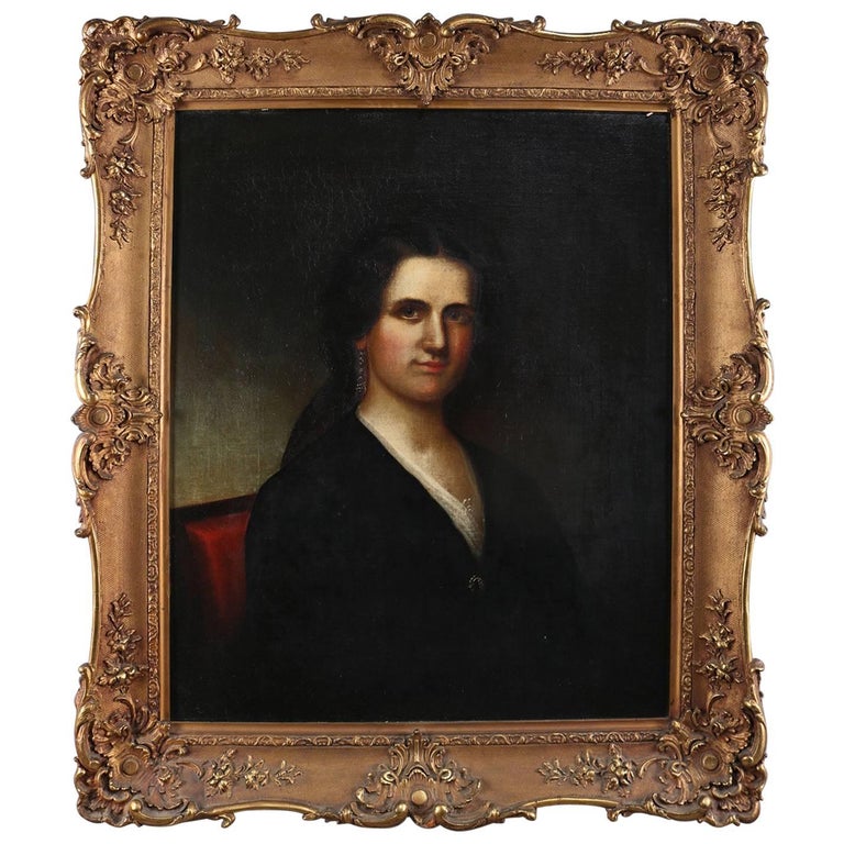 Antique English School Oil on Board Portrait Painting of European ...