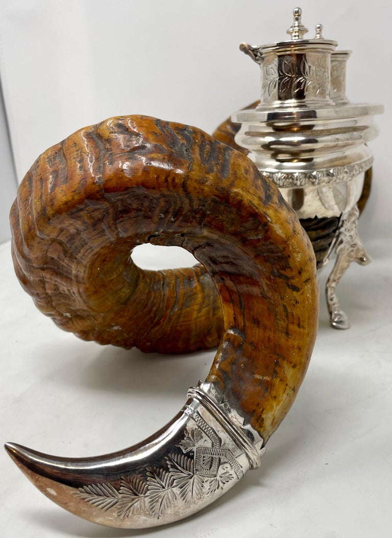Antique English Sheffield Silver Mounted Ram's Horn Snuff Mull, Circa ...